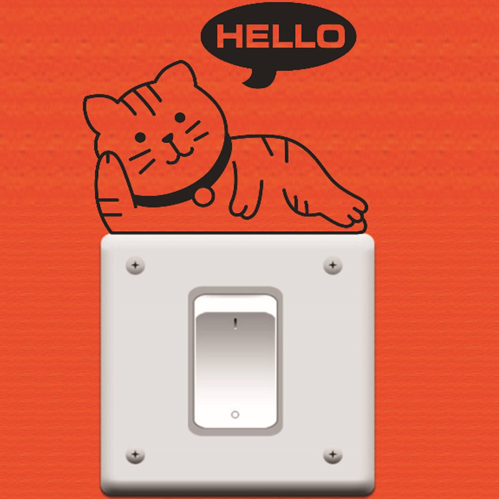 Removable Switch Sticker, 4 Pcs Cute Black Sleeping Cats Cartoon Wall Sticker, Light Switch Decor Decals, Family DIY Decor Art Car Stickers Home Decor Wall Art for Kids Living Room Office Decoration
