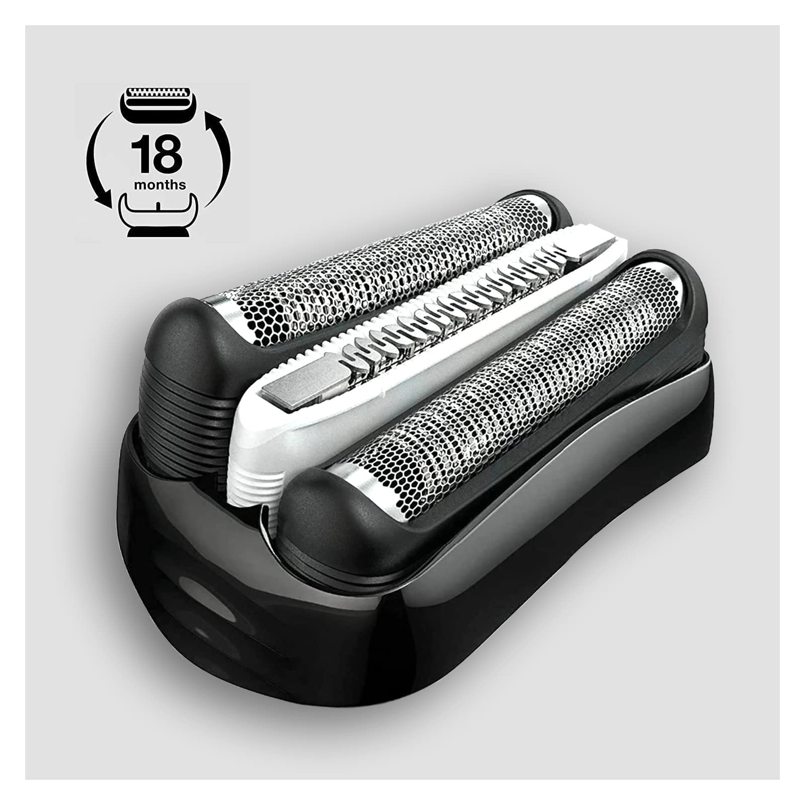 32B Shaver Replacement Head Foil & Cutter Cassette for Braun Series 3 Razor 320 330 340 350CC,Black