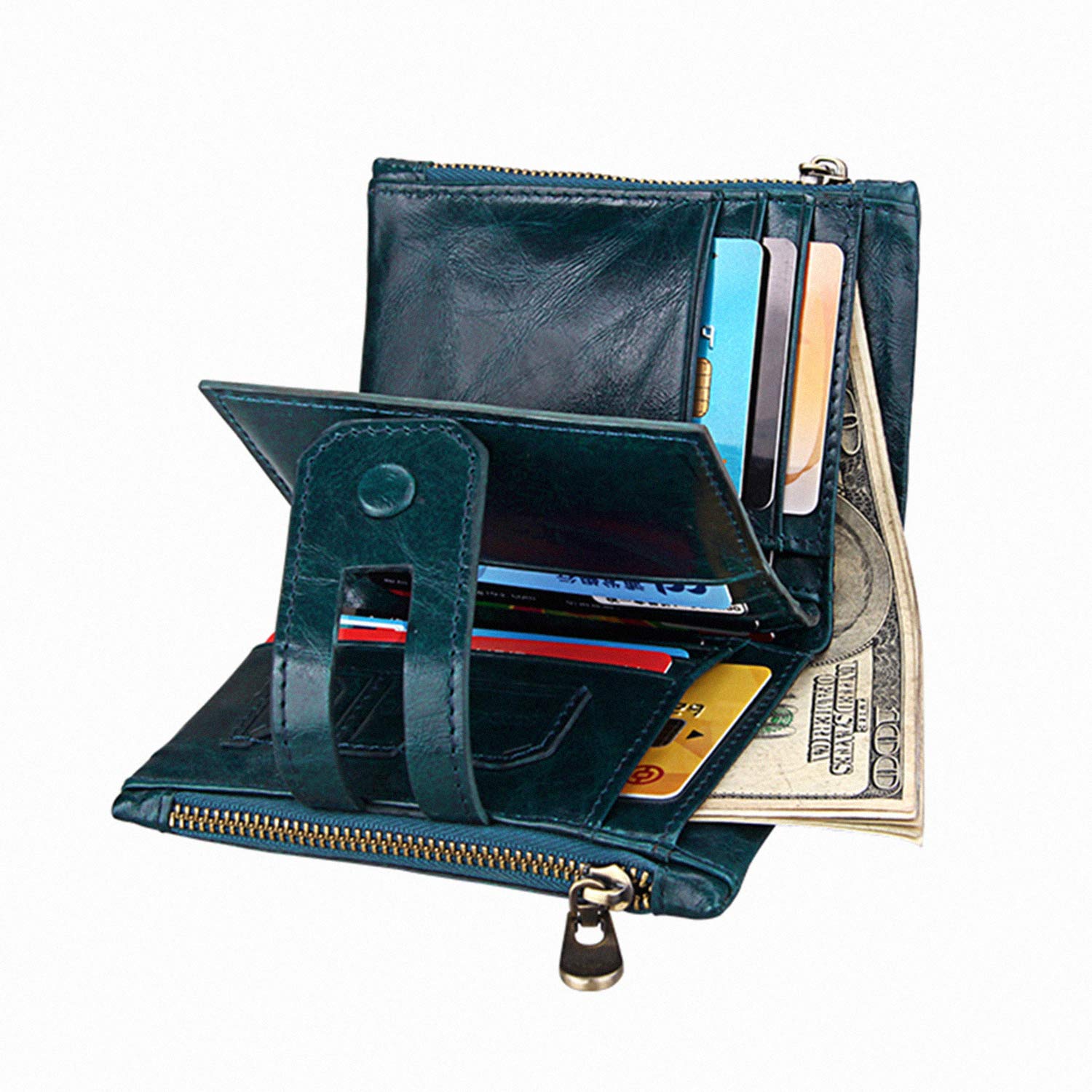 Baellerry Women RFID Blocking Wallet Small Vintage Cowhide Leather Wallet For Women (blue1)