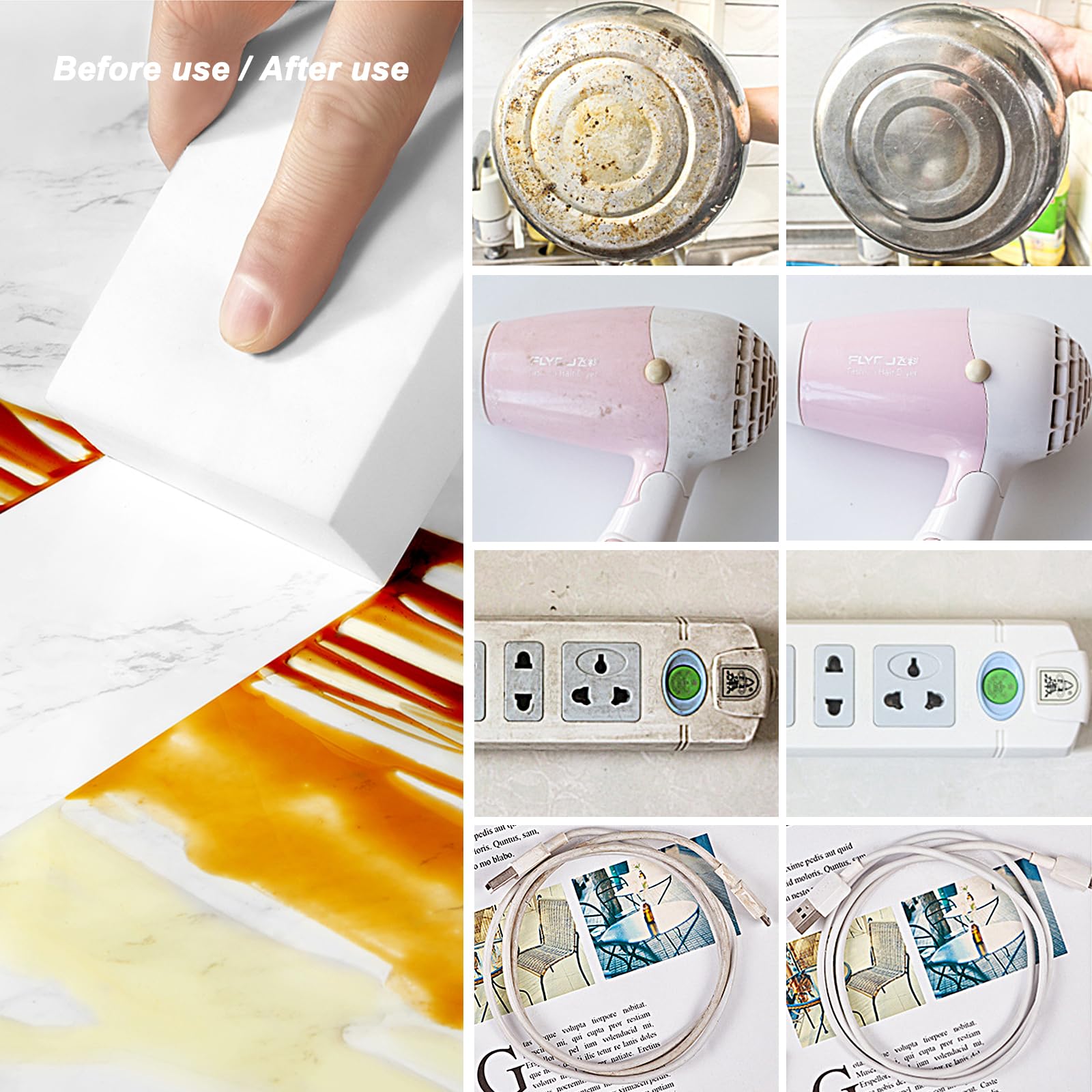 25pack Magic Cleaning Sponge Multifunctional Household Melamine Foam Brush, Suitable for Furniture, Kitchen, Bathroom, car, Yacht, White Goods and Electronic Products, etc., for Surface Cleaning.
