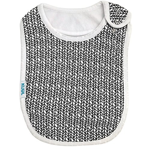 KUDL Baby Bibs Large Burpy Cloth 4 Pack Gift Set Soft Absorbent Feeding Reflux Drool Teething Bibs, Adjustable Snap Buttons, Funny Designs for Boys & Girls - Aztec Black & White
