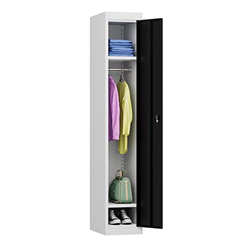 GangMei Locker Cabinet with 1 Door, Metal Locker with Doors for Employees Gym School Kids Office, Garage, Bedroom, Assembly Required