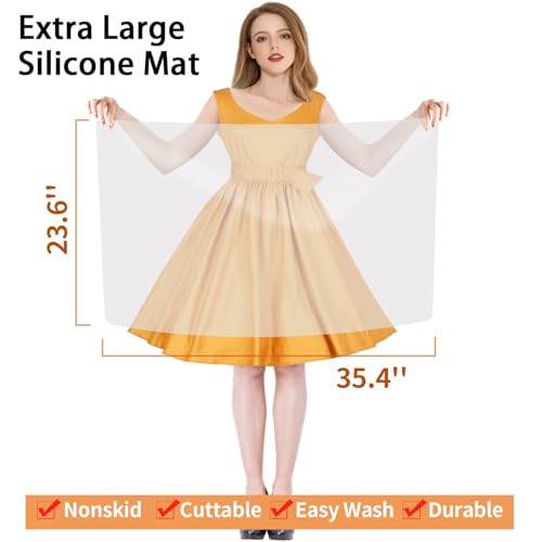 35.4x23.6'' Silicone Mats for Kitchen Counter, Extra Large Waterproof Non-slip Countertop Protector Mat, Heat Resistant Table Mat, Multipurpose Silicone Craft Mat, No Creases, Translucent.