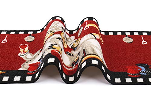 EGOBUY Chef Kitchen Rugs and Mats Washable Non Skid Absorbent Microfiber Kitchen Mats for Floor Anti-Fatigue Kitchen Mat Set of 2 Chef Kitchen Decoration Stain Resistant 15.7''x23.6'' + 15.7''x47.2'