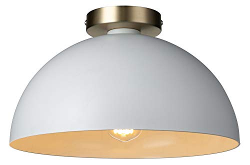 Globe Electric 61020 Monica 1-Light Semi-Flush Mount, Matte White, Matte Gold Accent Canopy, Bulb Included