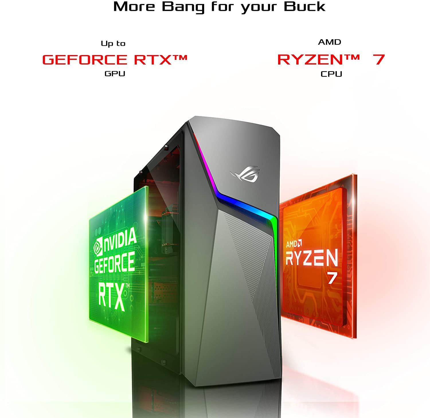 ASUS ROG Strix GL10DH-RH752 Gaming Desktop Computer, AMD Ryzen 7 3700X 3.60GHz, 8GB RAM, 1TB SSD + 1TB HDD, NVIDIA GeForce GTX 1650 4GB, Windows 10 Home