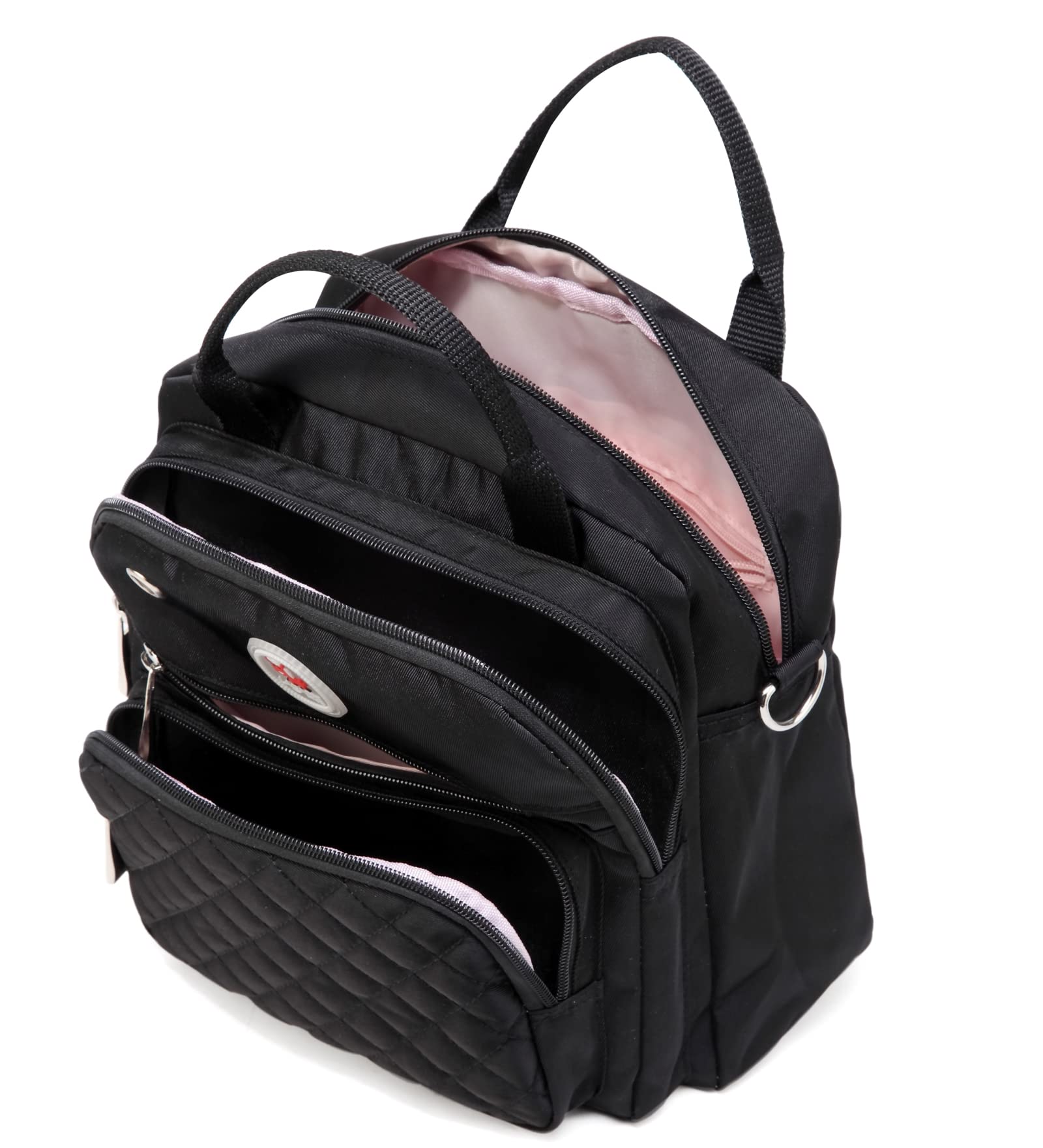 Small Waterproof Diaper Bag Tote Messenger Backpack-Black