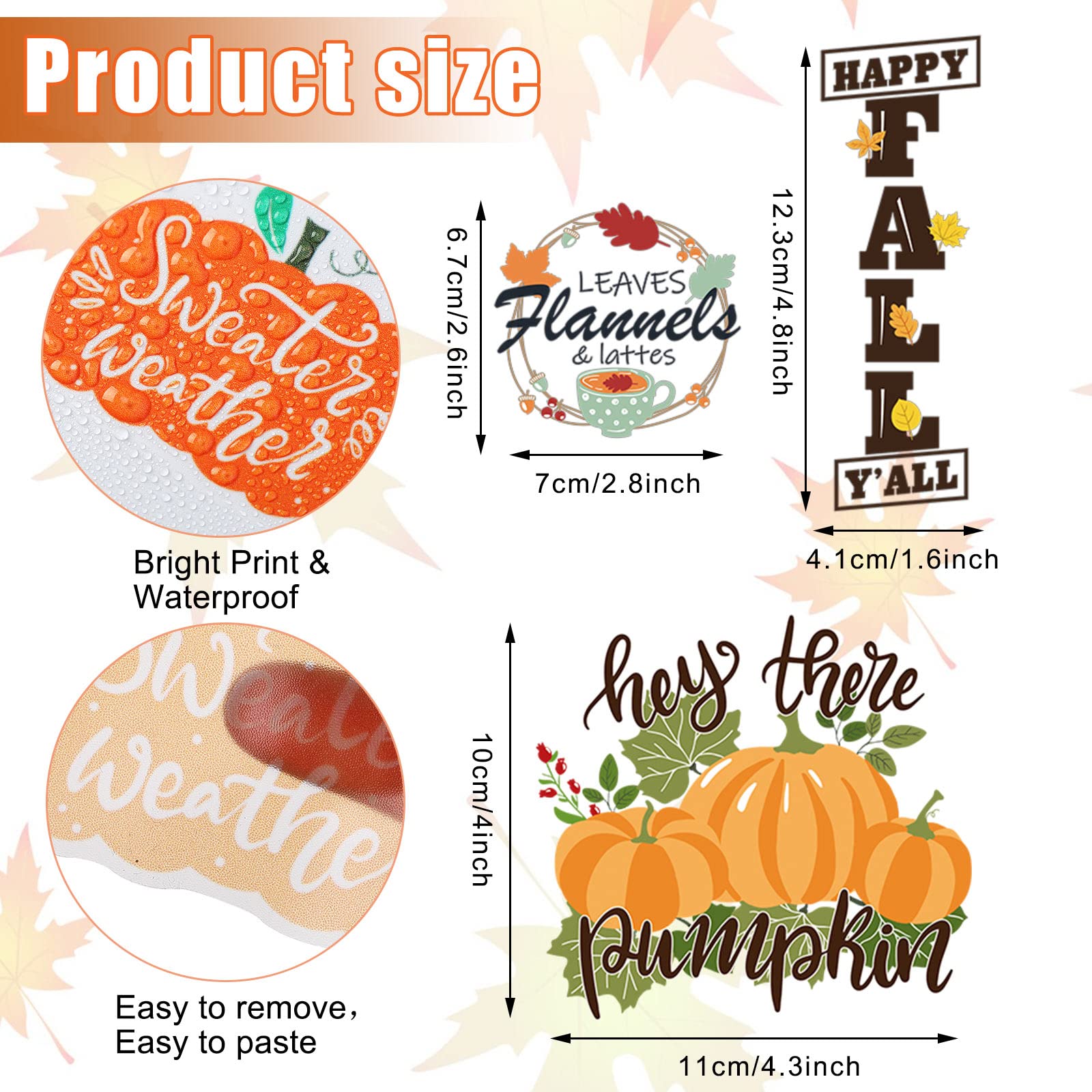 45 Pcs Happy Fall Stickers Decals Thanksgiving Sticker Labels Acorn Pumpkin Autumn Leaf Stickers for Fall Holiday Party Favor Supplies Classroom Decor Card Envelope Gift Wrap Crafts