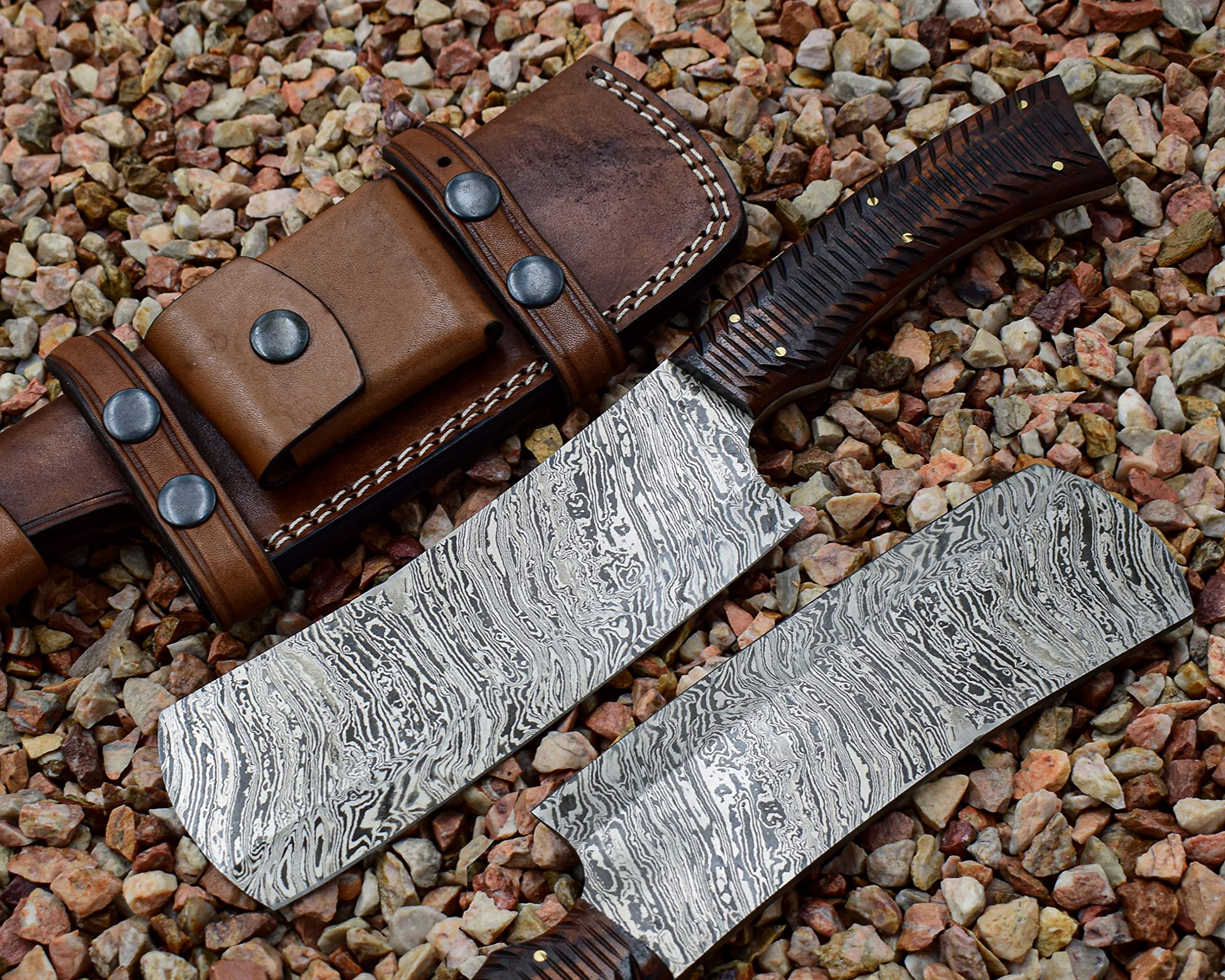 STAGHORN USA 12 Inches Damascus Cleaver Knife - Hand Forged steel Kitchen knives Full Tang with Sheath - Chef Knife Butcher Knife for Home, Outdoor, Camping