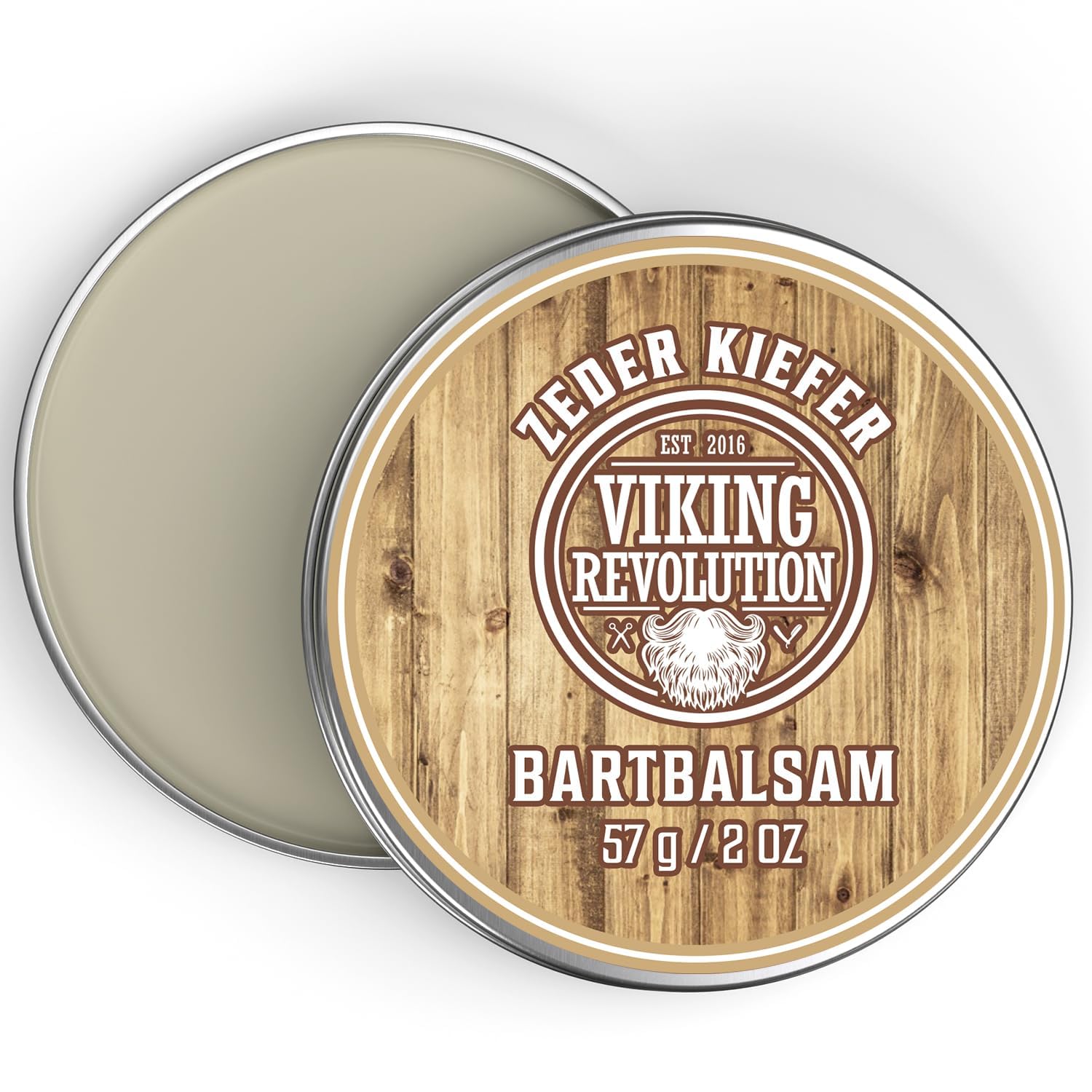 Viking Revolution Cedar and Pine Beard Balm - Beard Butter with Argan Oil, Beard Softener for Men with Jojoba Oil - Beard Moisturizer for Men with Beeswax - Beard Wax for Men (2oz, 1 Pack)