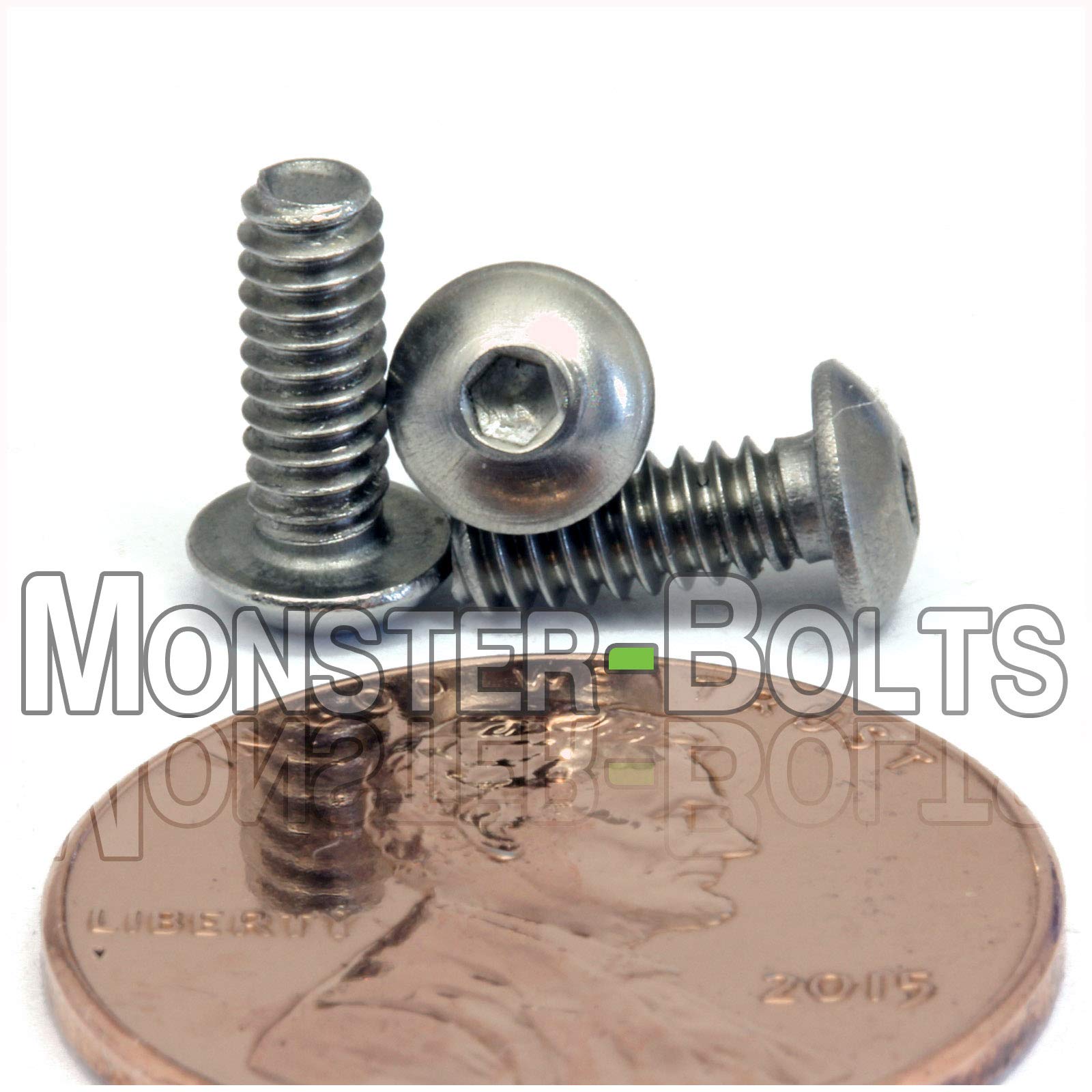 MonsterBolts - #4-40 x 1/4" Button Head Socket Cap Screws, ASME B18.3, Stainless Steel, 50 Pack