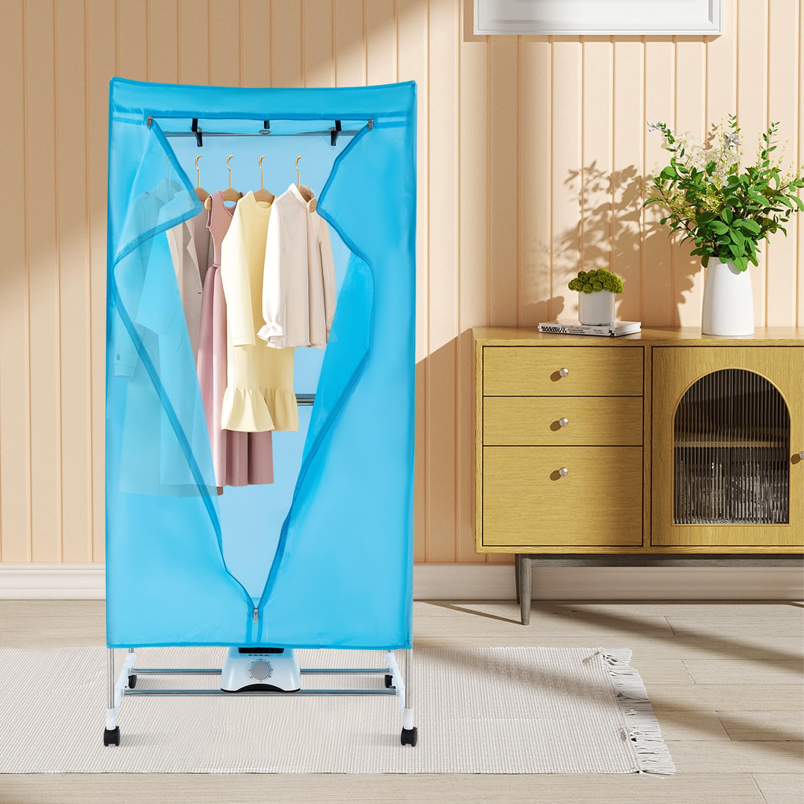 Portable Dryer, 1000W 110V Electric Clothes Drying, Electric Clothes Dryer Rack, Timing Function, Low Noise, for Home, Apartments and Travels