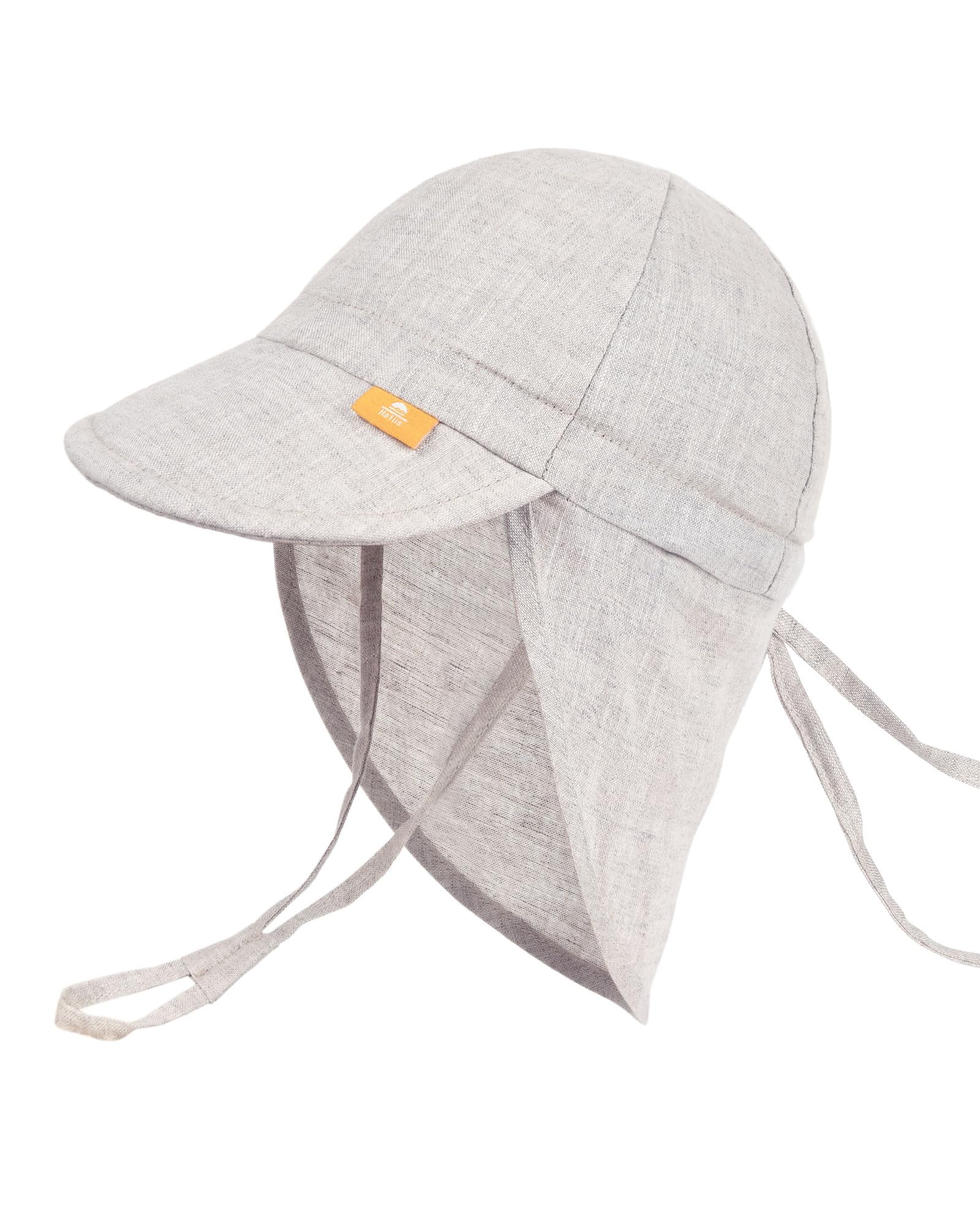 Baby Sun Hat UPF 50+ Adjustable Linen Breathable Infant Quick Drying Summer Beach Hat with Neck Flap Swim Hat for Baby Boys Girls Beige