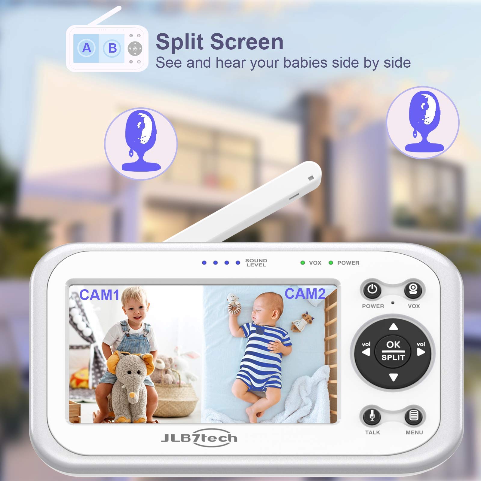 JLB7tech Add-on Camera Unit 5“ and 4.3" Split Screen Video Baby Monitor LB55955-2T,55963BV-2T,55953-2T,55953SPB-2T,JLB955SP-2T(B)(up to 2 Cameras)