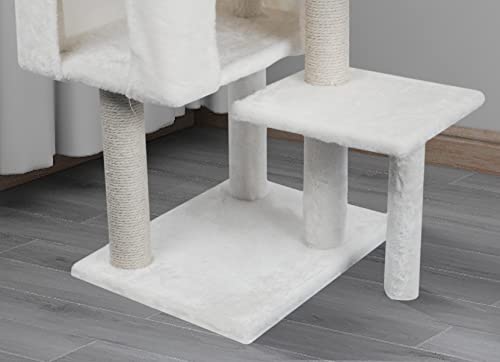 AIWIKIDE Cat Tree Has Scratching Toy with A Ball Activity Centre Cat Tower Furniture Jute-Covered Scratching Posts,Beige