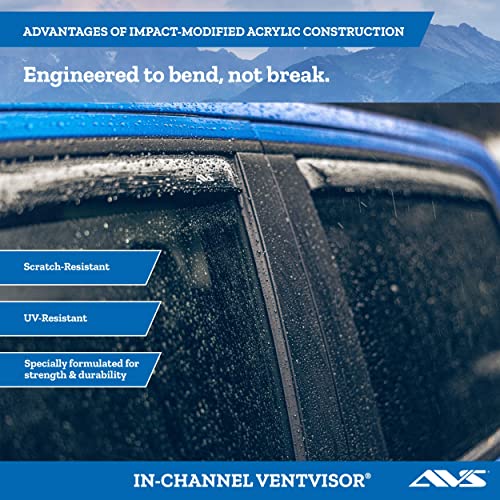 Auto Ventshade [AVS] In-Channel Ventvisor | 2014 - 2018 Silverado & Sierra 1500 Crew, 2015 - 2019 Silverado & Sierra 2500HD-3500HD Crew - Smoke, 4 pc. | 194536
