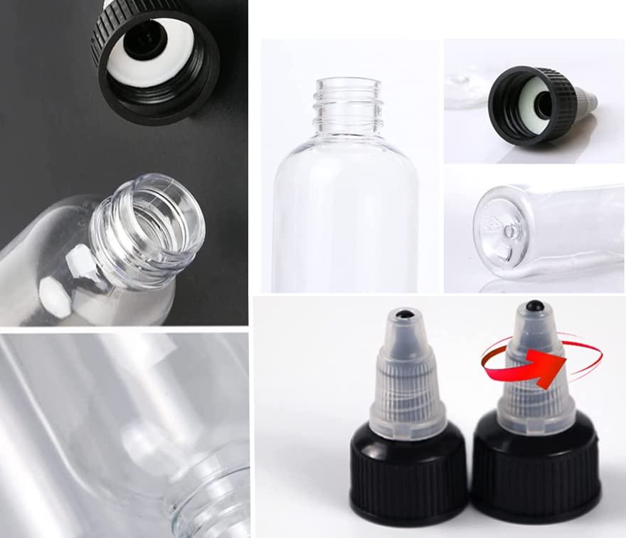 36 Pack Clear Dispensing Bottles, 4oz Round Plastic Squeeze Bottle with Twist Top Caps,Food Grade Household for Oils, Liquids, Inks, Crafts, Kitchen