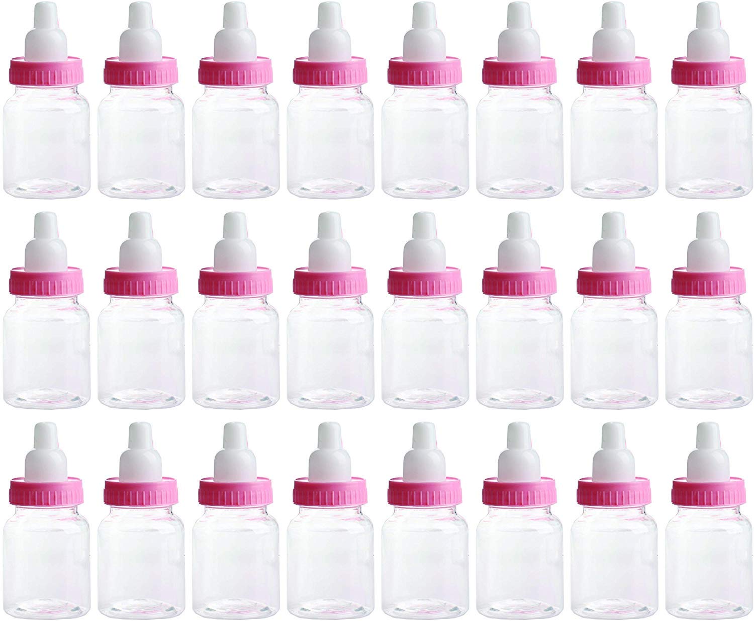 3.5 Inches Baby Bottle Shower Favor,Mini Plastic Candy Bottle,Baby Shower Supplies Boy Girl Newborn Baby Baptism Birthday Party Deco (2 Dozens, Pink)