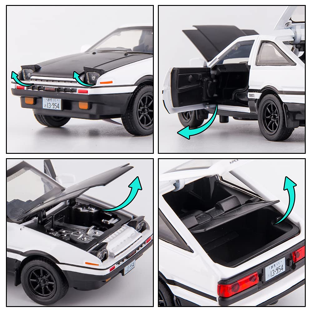 BDTCTK 1/32 AE86 Initial D Model Car, Zinc Alloy Pull Back Toy car with Sound and Light for Kids Boy Girl Gift(Black)