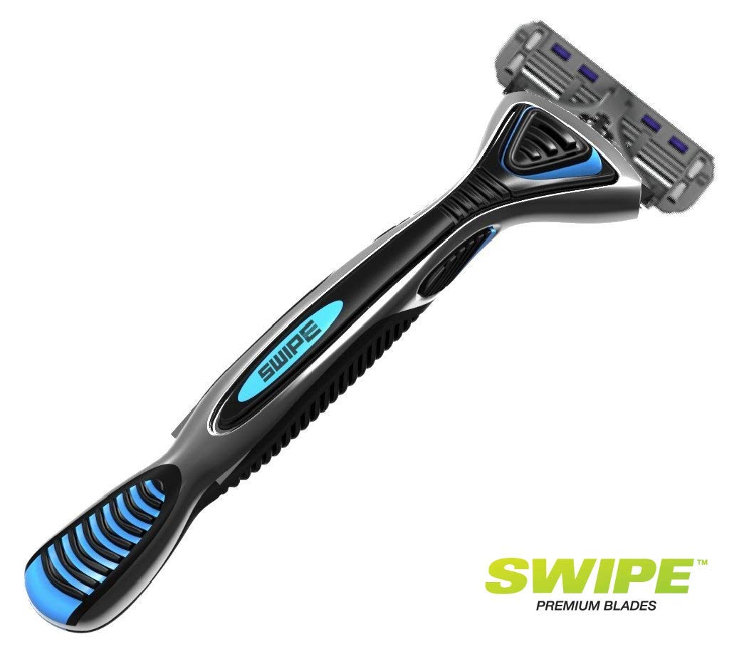 SWIPE Premium Men's 4-Blade Razor Kit (Flex Head Handle +12 Refills)