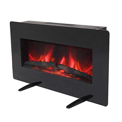 36 Inch Electric Fireplace with Remote Control,1400W Wall Hanging/Fireplace Single Color/Fake Wood/Heating Wire/with Small Remote Control Black