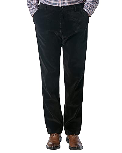 Alimens & Gentle Mens Corduroy Trouser Pants with Pockets-Black 02, 36W x 32L