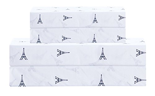 Chic Home Le Marias 9 Piece Reversible Comforter Paris is Love Inspired Printed Design Bed in a Bag-Sheet Set Decorative Pillows Shams Included Size, Queen, Navy