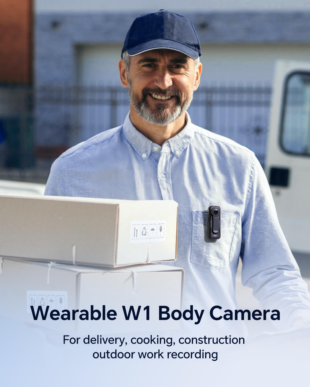 BOBLOV W1 64GB HD 1080P Body Worn Camera, Wearable Body Camera with 2 Clips, Loop Recording Video Camera, Support Time Stamp, Back Clip for Traveling, Driver, Delivery Man, Lecture Recording