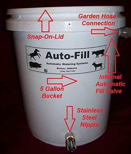 Auto-Fill Automatic Large Animal Nipple Waterer Bucket for Horses, Pigs, Hogs, Goats, Cows and More