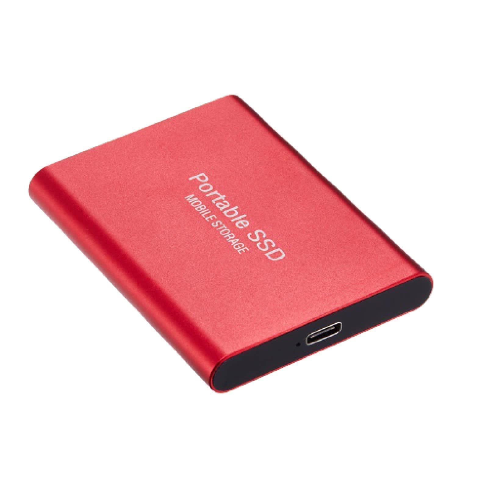 AOOF Mini Ssd Mobile Ssd, External Hard Drive Usb3.1 Type C, Portable 500gb 1tb 2tb 4tb 6tb 8tb Expansion Hard Drive, Compatible with Desktop, Laptop, Mac, Ps4 Etc. 2TB Gules