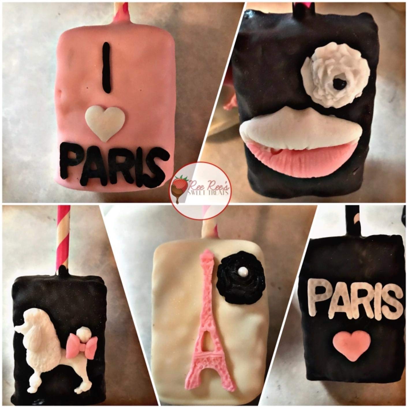 2Pcs/Set Mini Size I Love Paris Fondant Molds, Eiffel Tower Poodle Silicone Fondant Mold for Cake Cupcake Sweet Treats Decorating Sugar Craft Gum Paste Chocolate Candy Polymer Clay Resin Mold