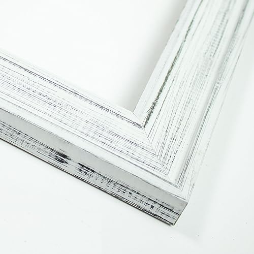 8x17 Frame White Solid Wood Picture Frame Width 1.5 Inches | Interior Frame Depth 0.5 Inches | Tania Rustic Photo Frame Complete with UV Acrylic, Foam Board Backing & Hanging Hardware