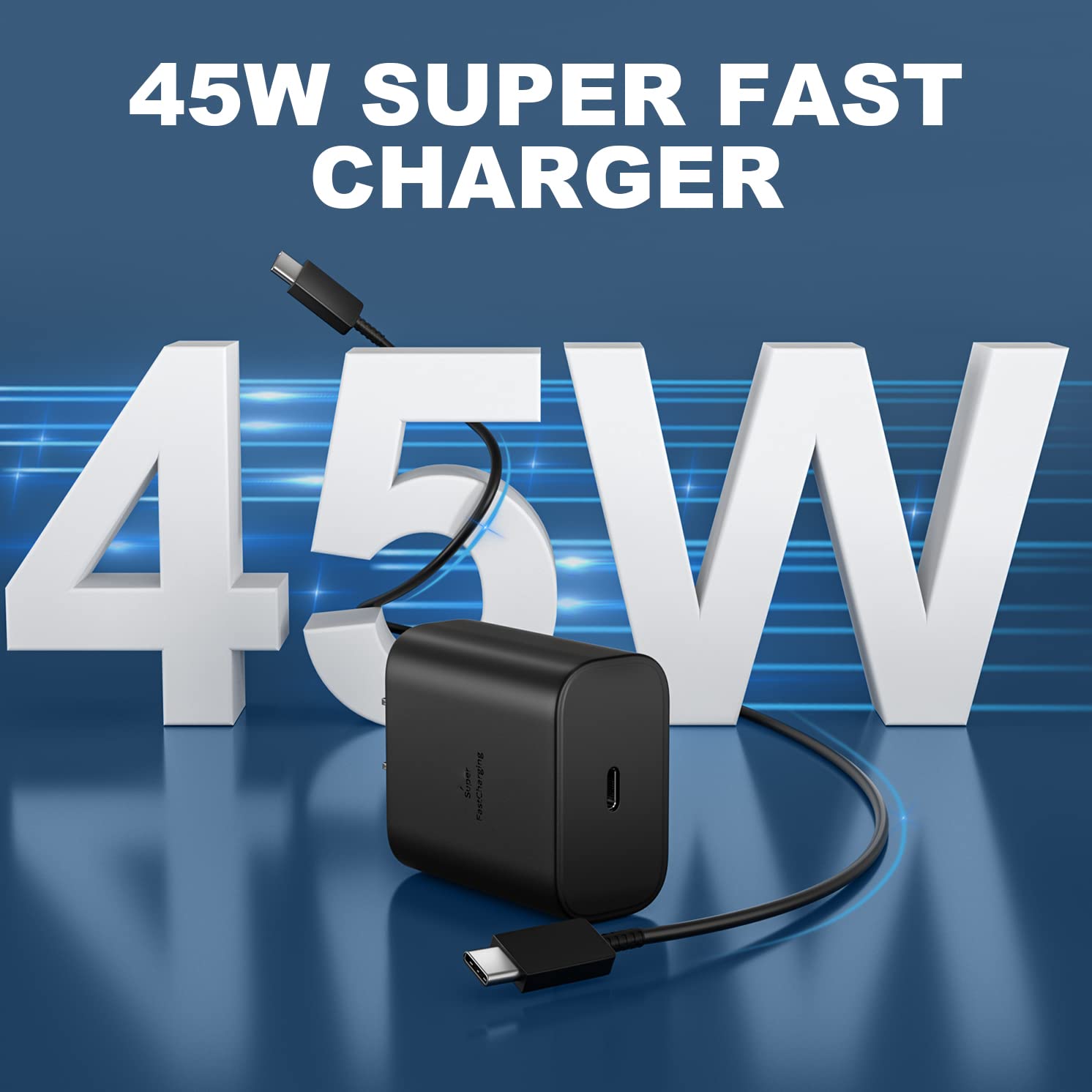 45W Super Fast USB C Wall Charger with 10ft Type C Long Fast Charging Cable for Galaxy S23 Ultra/S23/S22 Ultra/S22 Plus/S22/S21 Ultra/S21+/S20 Ultra/Note 20/Note 10+, Galaxy Tab