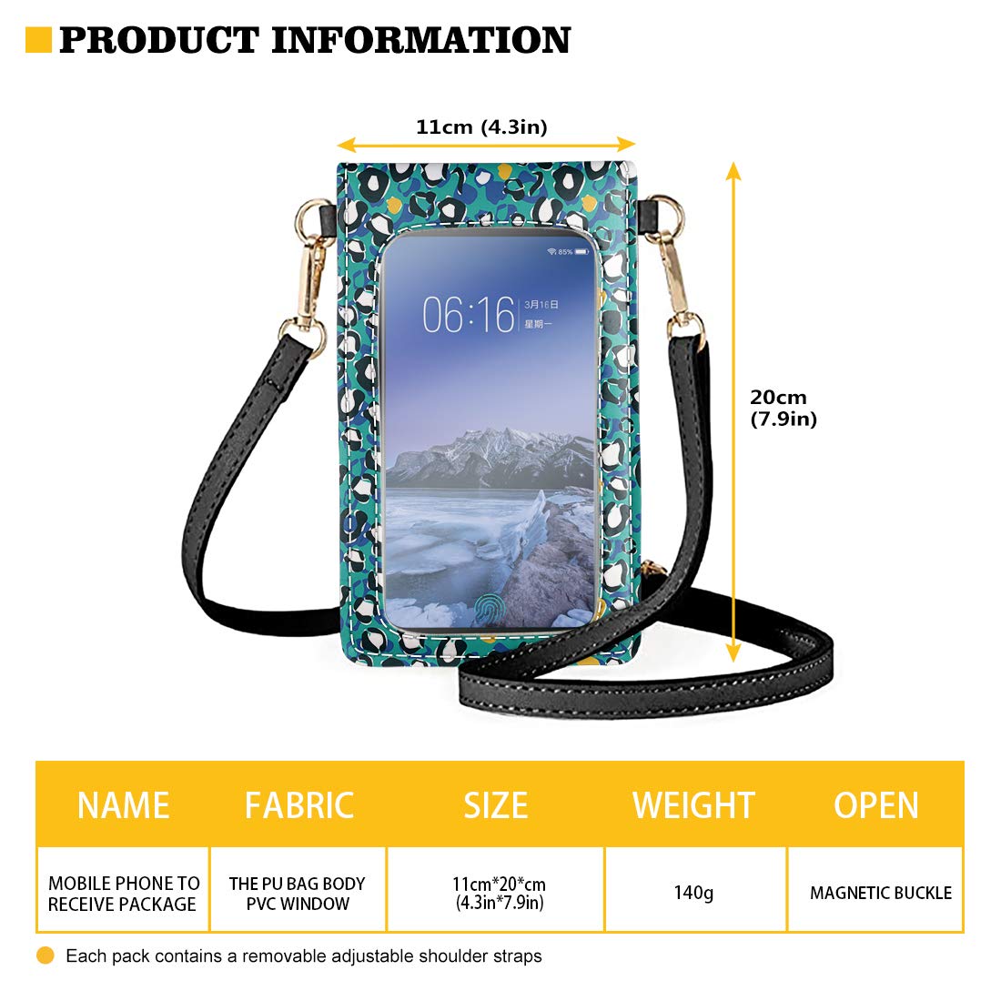 Aoopistc Brown Leopard Cheetah Cell Phone Pouch,Portable Leather Small Phone Bag with Shoulder Strap,Touchscreen Purse Best Gifts
