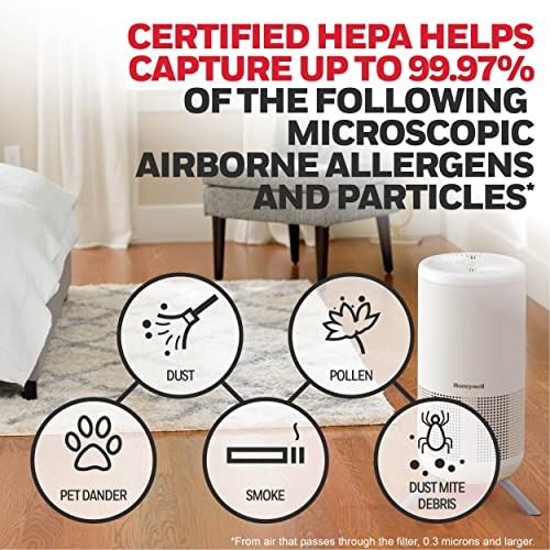Honeywell Designer UltraQuiet Technology HEPA Air Purifier Tower, Medium-Large Room (190 sq ft) White β Features Intelligent Auto Mode - Wildfire, Smoke and Airborne Allergen Air Purifier, HPA830