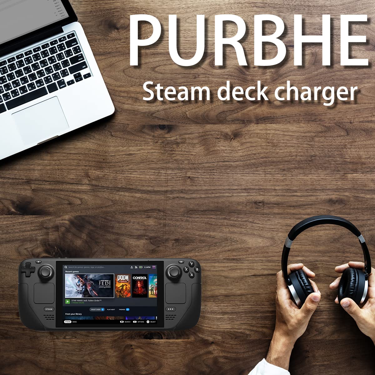 45W USB C Charger for Steam Deck and Nintendo Switch,Foldable Power Adapter Supports Super Fast Charging,AC Adapter Compatible with Laptops Tablet