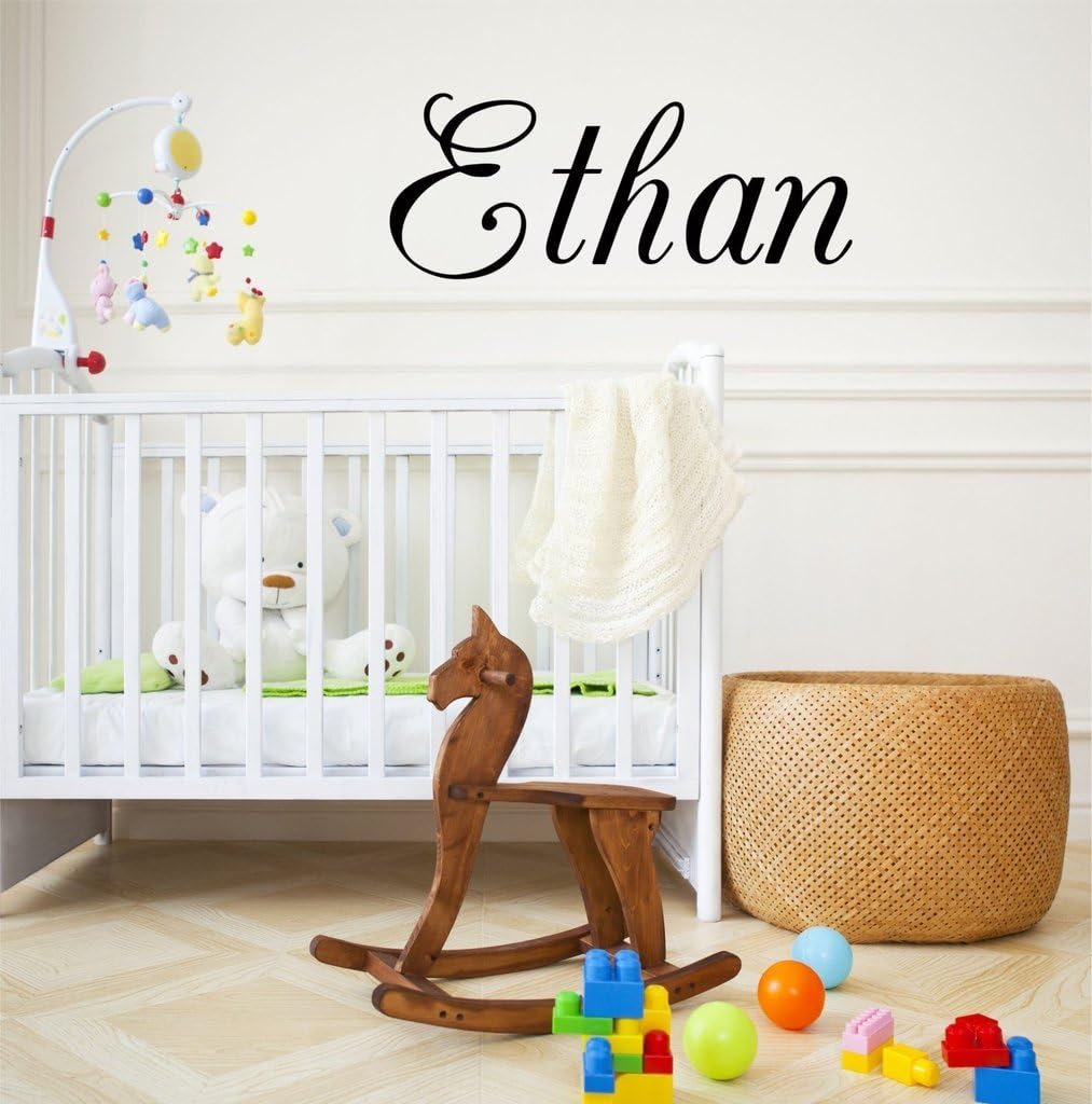 Boys Nursery Personalized Custom Name Vinyl Wall Art Decal Sticker 36" W, Boy Name Decal, Boys Name, Nursery Name, Boys Name Decor Wall Decals, Boy's Bedroom Decor, Plus Free 12" Hello Door Decal