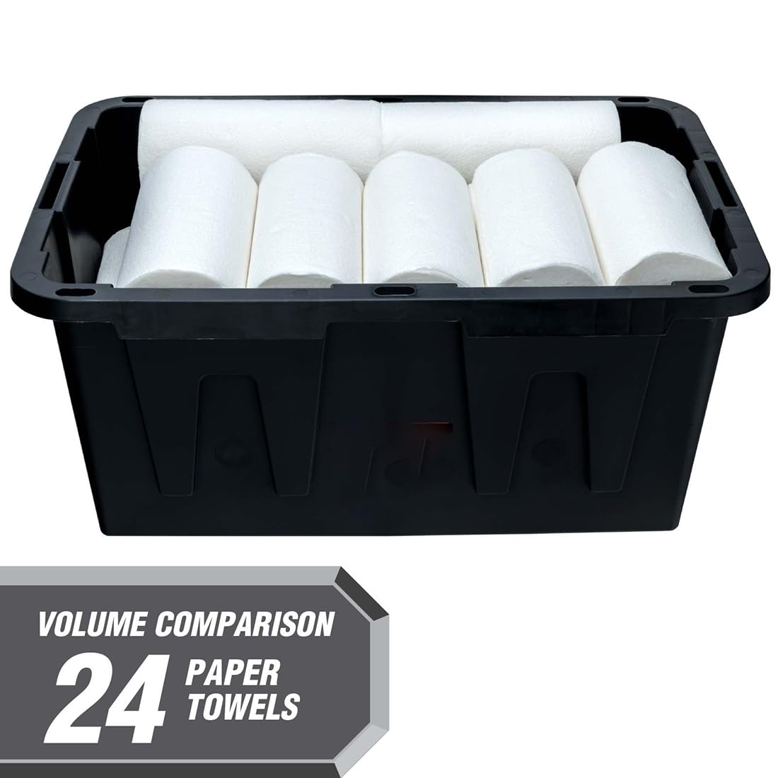 27 Gallon Plastic Stackable Storage Bin Container, Durable Heavy Duty Tough Organizing Container Tote with Snap Lid for Sporting Equipment Garage Attic Utility Tool Storage Moving Box, Black, 4 Pack
