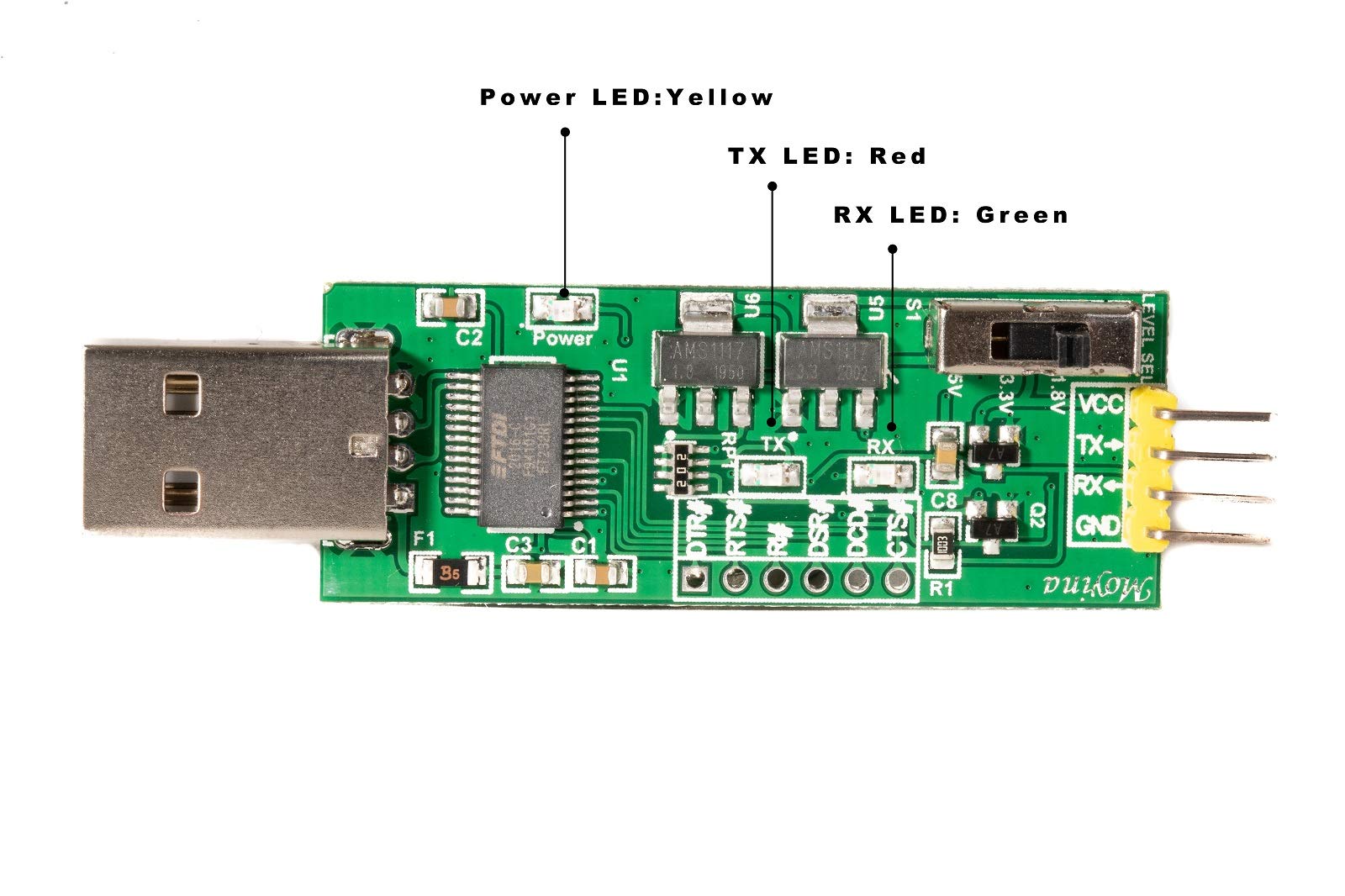 USB to TTL Serial Converter Adapter 1.8V 3.3V 5V FT232RL for Development Projects with Windows Mac Linux