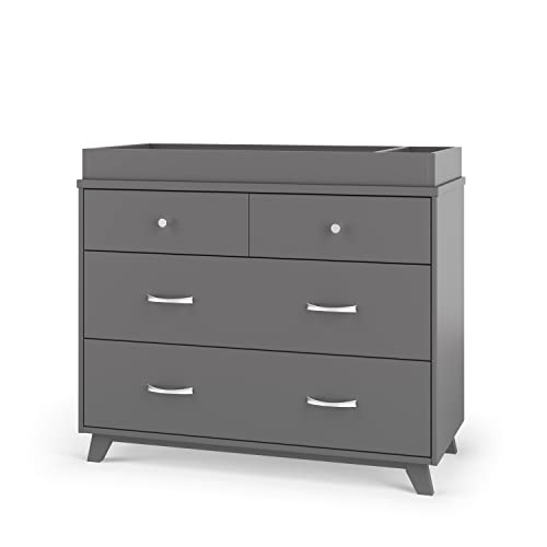 Child Craft SOHO 3 Piece Nursery Furniture Set, 4-in-1 Convertible Crib, 4 Drawer Chest and 3 Drawer Changing Table Dresser (Cool Gray)