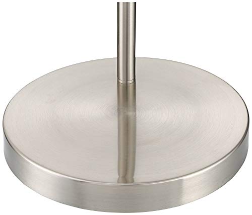 360 Lighting Cora Modern Arched Task Floor Lamp Standing 72" Tall Brushed Nickel Silver Off White Linen Fabric Drum Shade for Living Room Reading House Bedroom Home Decor