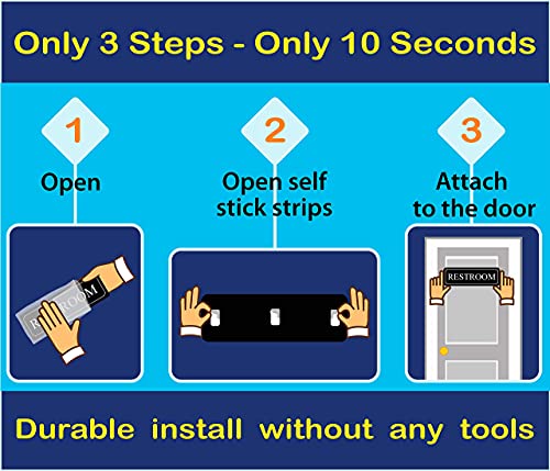 Restroom Sign for Office Door Wall β Bathroom Signs for Home and Business - Water Closet Sign Black White Sticker 9Γ3 in - Easy Installation Without Any Tools - Quality Guaranteed by MolnijaPro