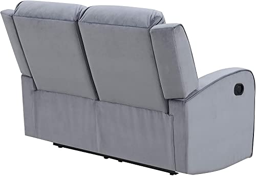 AC Pacific Dale Living Room Manual Reclining Sofas, Modern Upholstered Couch with Curve Arms and Padded Back Cushions, Loveseat, Flint Grey