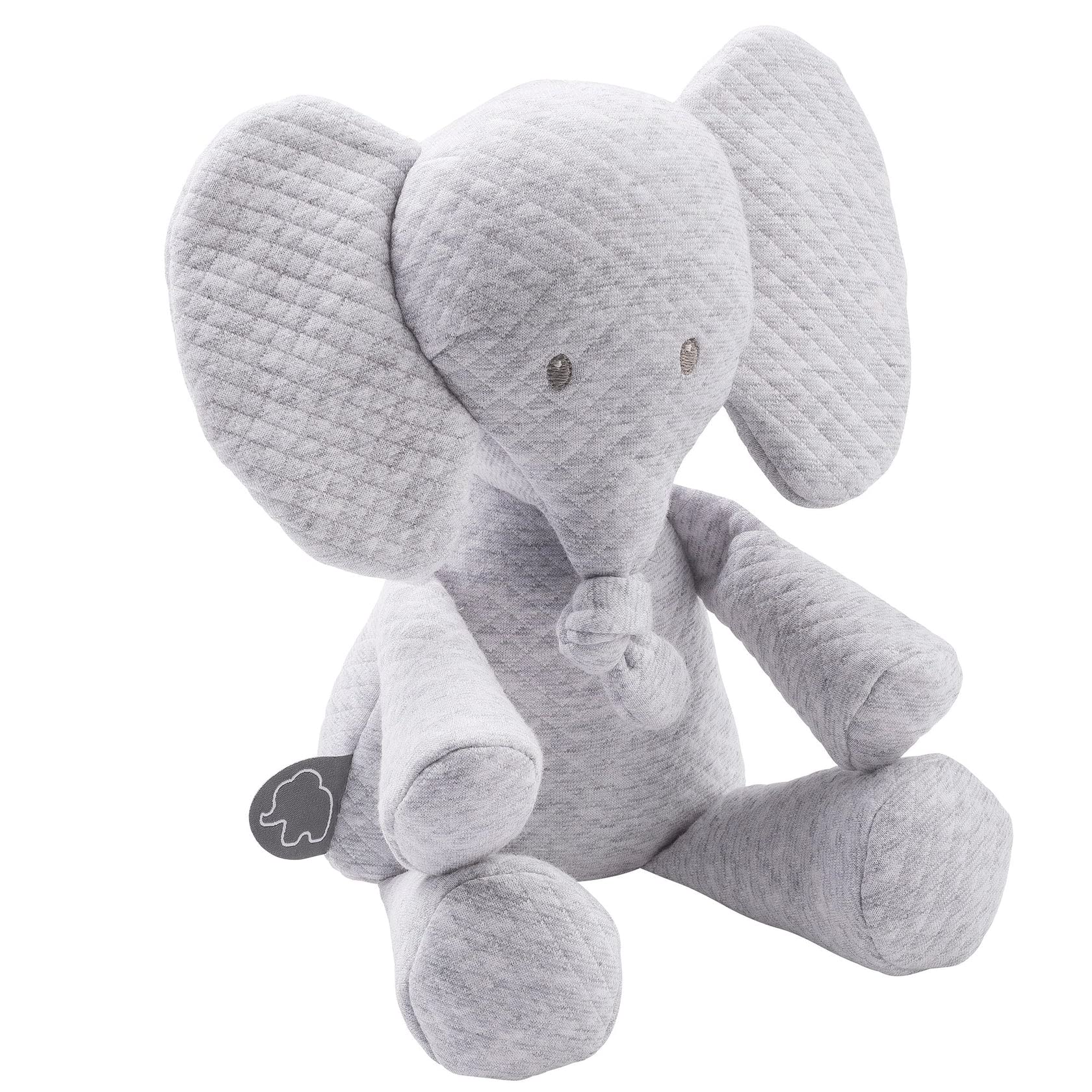 Nattou Cuddly Plush Toy Tembo The Elephant - Promotes Motor Skills, Easy Care, Extra-Soft Material, Machine Washable - Grey, 11 inches