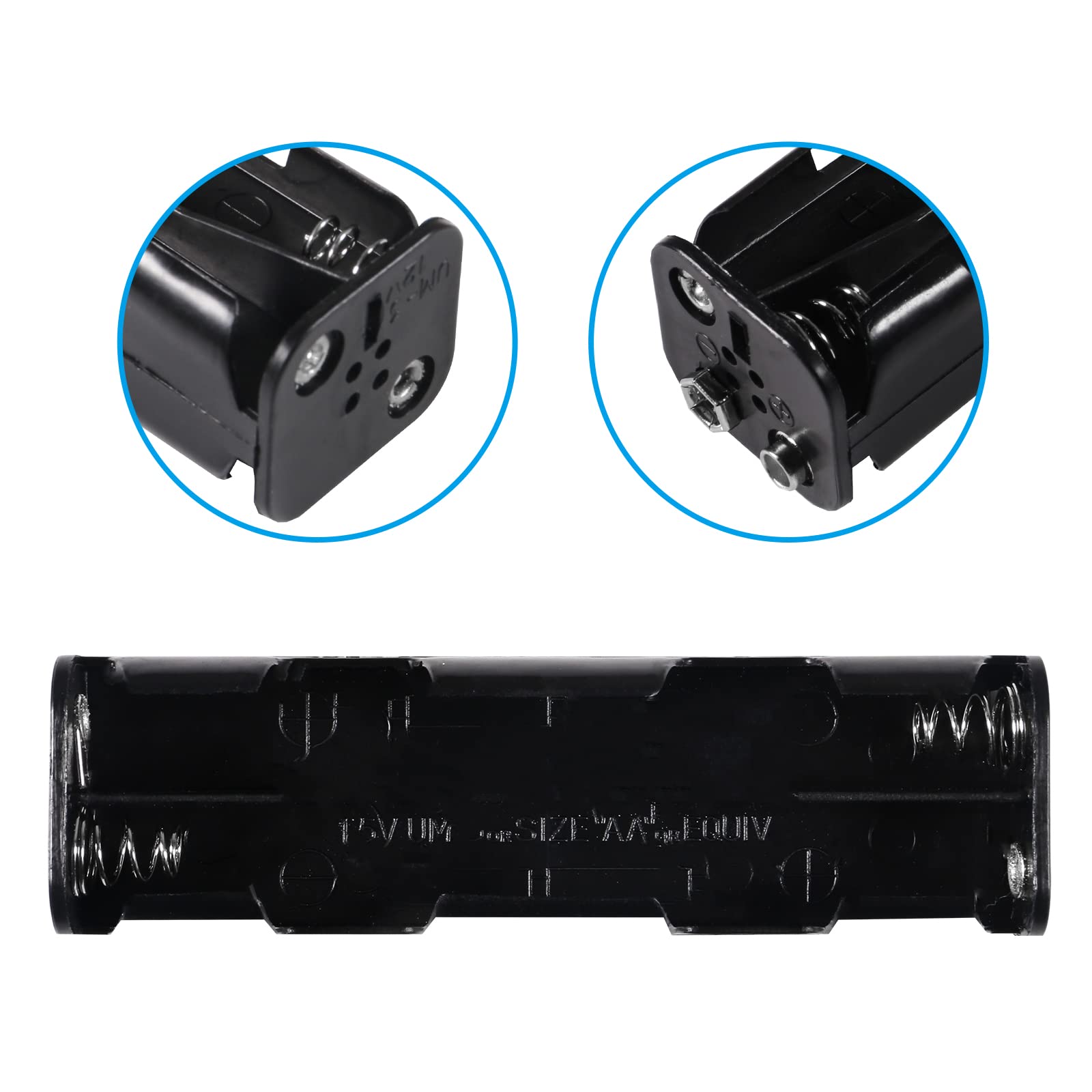 3pcs 8 AA Battery Holder 12v AA Battery Holder 8 X AA Battery Holder with Wires and I-Type 9V Battery Clip Connector Two Layers Battery Case Long Strip Type