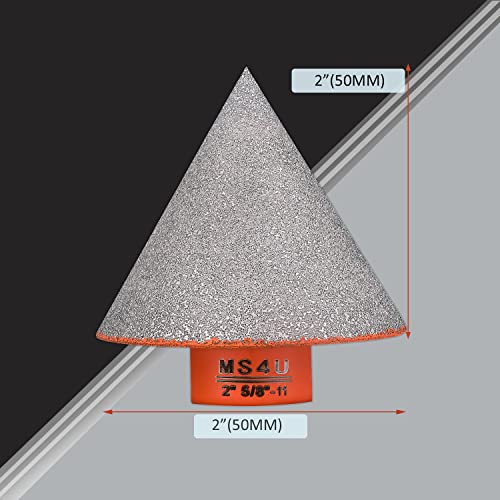 2"(50MM) Diamond Beveling Chamfer Bits for Existing Holes Enlarging, Trimming, Polishing, Bevelling, Tile Cone Grinder with 5/8"-11 Thread