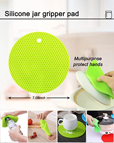4 Pack Jar Opener for Weak Hands,Jar Opener for Seniors with Arthritis,with 5 in 1 Bottle Opener, 4 in 1 Can Opener, Jar Gripper Pad and Bottle Opener Keychain (White green)