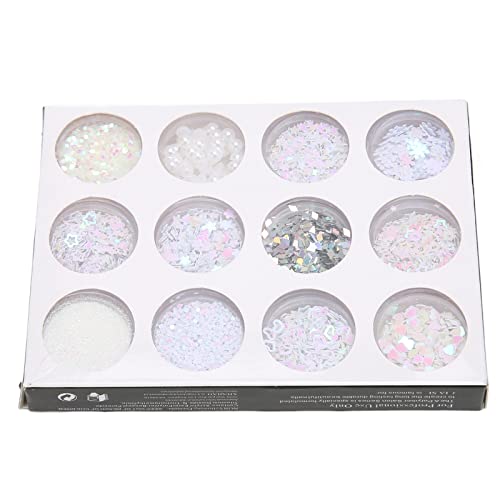Craft Glitter Sequin, High Flash Glitter Sequins Set for Homemade Cards (White)