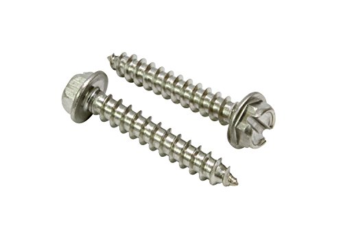 Bolt Dropper No 8 X 1 Stainless Slotted Hex Washer Head, (100 pc), 18-8 (304) Commercial Grade Corrosion Resistant Stainless Steel Screws Choose Size