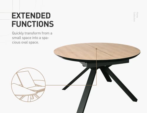 Acanva Extension Oval/Round Dining Table for 6, Expandable Butterfly Leaf & Sturdy Base, Suit for Kitchen, Living Room & Apartment, 51.2βW(+19.7β) x 51.2βD x 30.1βH, Light Oak